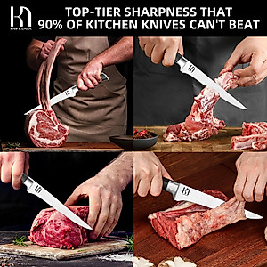 KnifeSaga Boning Knife 6 inch for kitchen, Japanese Razor Sharp Fillet Knife High Carbon Stainless Steel, Professional Meat Cutting Knife with Ergonomic Handle, Time-saving Deboning Knife