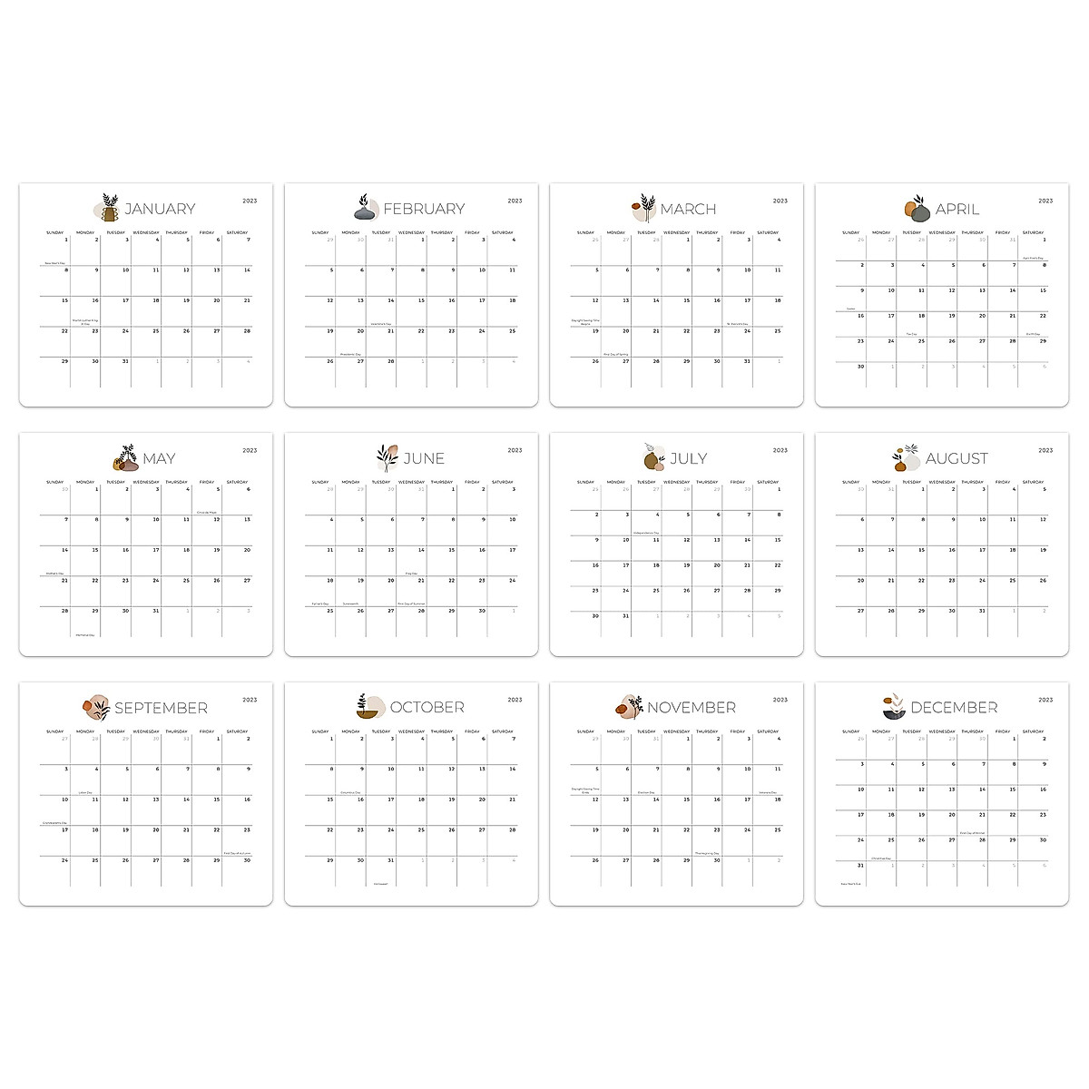 Beautiful 2023 Magnetic Fridge Calendar - Runs Until July 2024 - The Perfect Monthly Calendar With Abstract Designs for Easy Planning