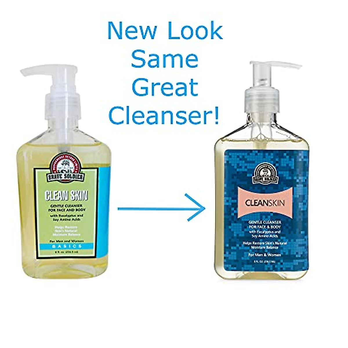 Brave Soldier Clean Skin Face Cleanser for Men and Women Moisturizing Face Wash for Sensitive,Oily, or Dry Skin, Mild Makeup Remover | Pump Bottle 8 fl. oz. / 236.5 ml