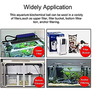 CESFONJER 90Pcs Bio Balls Filter Media with Sponge Aquarium Filter Media Tank Bio Balls, for Fish Tank, Aquarium, Pond Filter Media (18mm) + 2 Pcs Aquarium Media Filter Bag