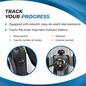 Stamina InMotion Compact Strider - Seated Elliptical with Smart Workout App - Foot Pedal Exerciser for Home Workout - Up to 250 lbs Weight Capacity