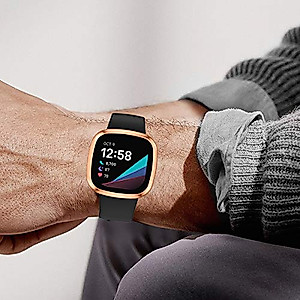 ZEBRE [4-Pack] Screen Protector Case Compatible with Fitbit Sense/Versa 3, TPU Rugged Bumper Case Cover All-Around Protective Plated Shell Accessories [Scratch-Proof] for Sense Smartwatch