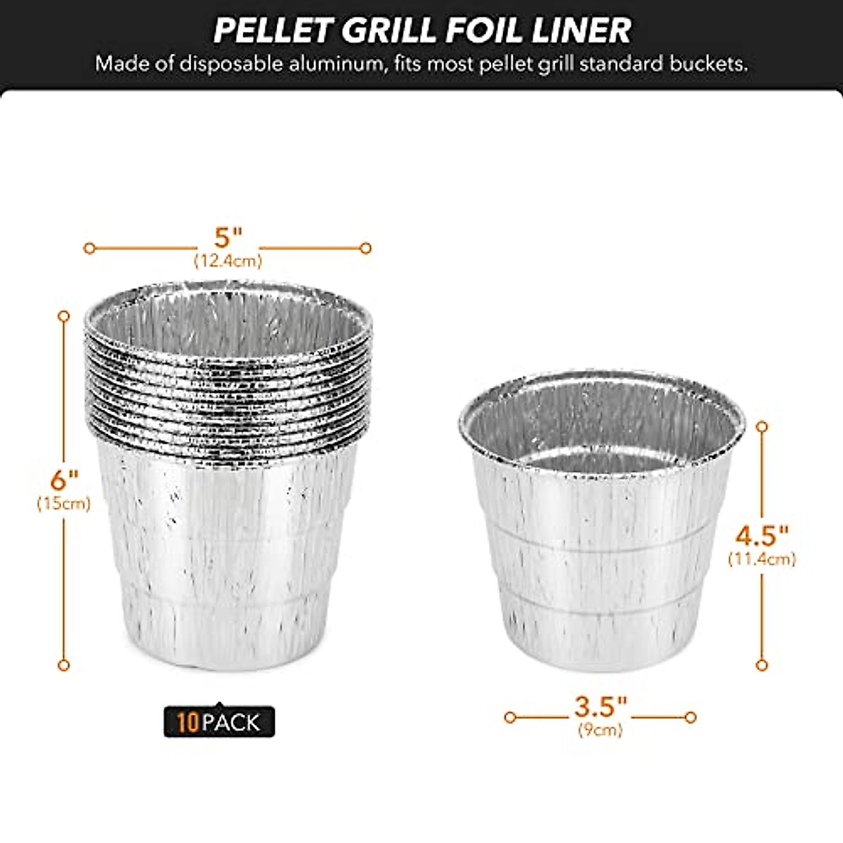 Stanbroil Grill Grease Drip Bucket with 10-Pack Disposable Foil Liners, Wood Pellet Grills Replacement for Traeger, Pit Boss, Camp Chef, Louisiana, Replacement Parts for Traeger HDW152 BAC407z