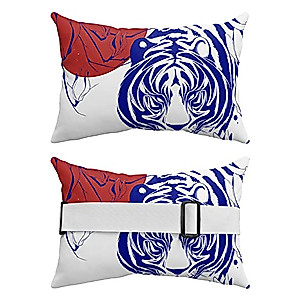 Recliner Head Pillow Ledge Loungers Chair Pillows with Insert Line Blue Magnolia Flowers Tiger Red Sun Lumbar Pillow with Adjustable Strap Outdoor Waterproof Patio Pillows for Beach Pool, 2 PCS