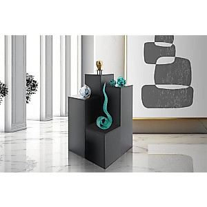 Displays2go Black Retail Display Pedestal with Collapsible Design – Black (WDCUBEBLK1)