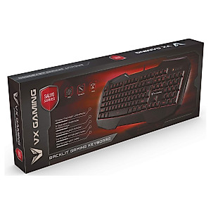 Volkano VX Wired Gaming Keyboard 3 Backlight Presets, Comfortable Ergonomic Palm Rest & Multimedia Control, Backlit Computer Accessories for Fast Gameplay PC Gamer/Xbox/PS4 [Black] - Salvo Series