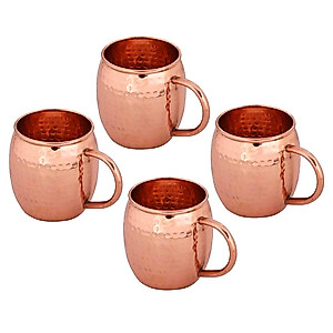 Kosma Set of 4 Moscow Mule Copper Mug 16 oz | 475 ml (Hammered Finish)