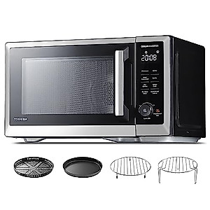 TOSHIBA 7-in-1 Countertop Microwave Oven Air Fryer Combo, Inverter, Convection, Broil, Speedy Combi, Even Defrost, Humidity Sensor, 27 Auto Menu&47 Recipes, 1.0 cu.ft/30QT, 1000W Stainless Steel