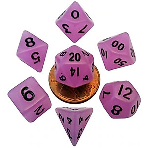 Glow in The Dark Purple 10mm Mini Polyhedral Dice Set