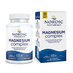 Nordic Naturals Magnesium Complex - 90 Capsules - 225 mg Magnesium - Brain & Heart Health, Mood, Energy, and Muscle Relaxation - Non-GMO, Vegan - 30 Servings