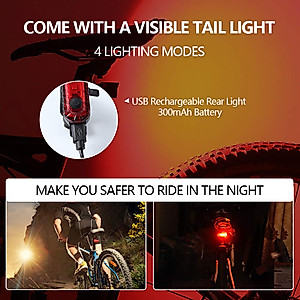 VIGIND Bike Light Set with Bicycle Speedometer, USB Rechargeable Bike Computer with Loud Bike Bell, Waterproof Bike Front Light and Tail Light, Bicycle Headlight Taillight for All Mountain & Road Bike