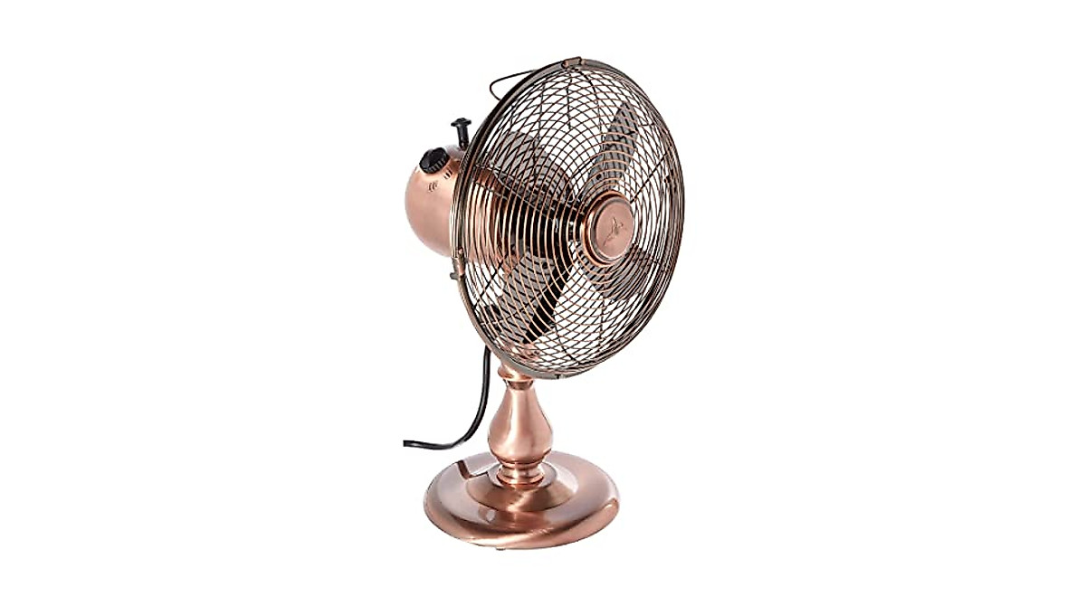 DecoBREEZE Copper Oscillating Table Fan - 3-Speed Design