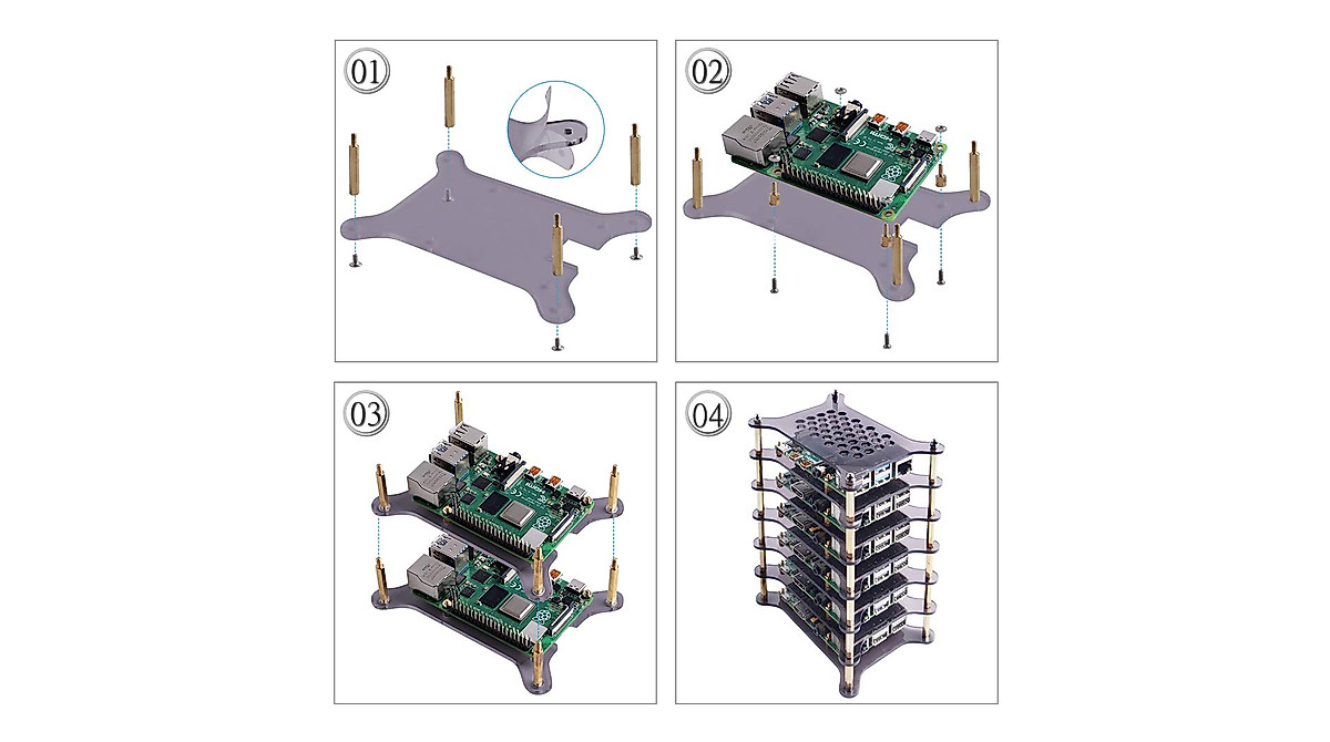 GeeekPi 6-Layer Raspberry Pi Cluster Case with Heatsinks