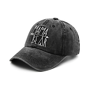 Waldeal Women's Embroidered Mama Bear Hat Vintage Distressed Baseball Dad Cap Black