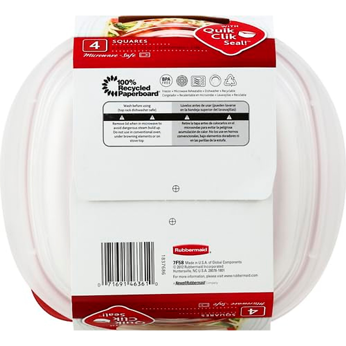 Rubbermaid TakeAlongs 2.9-Cup Square Food Storage Containers, 4-Pack, Chili Red