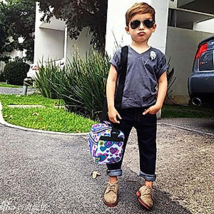 Kids Lunch Bag insulated Lunch Box Lunch Organizer Cooler Bento Bags for School Work/Girls Boys Children Student Women with Adjustable Strap and Zip Closure Travel Lunch Tote, Front Pocket (purple)