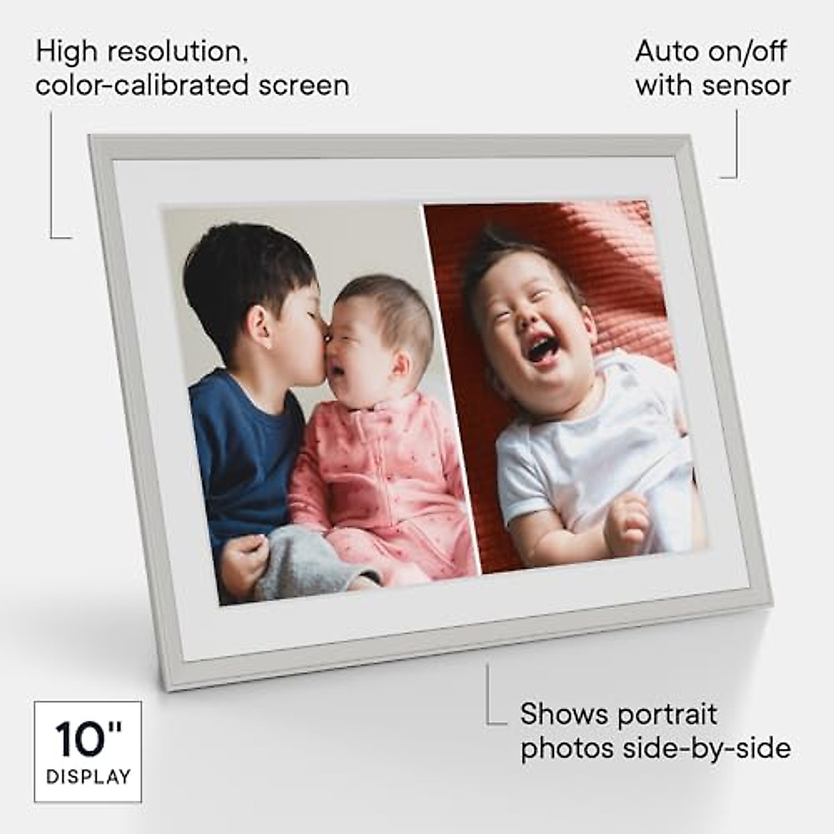 Aura Carver 10.1" WiFi Digital Picture Frame | The Best Digital Frame for Gifting | Send Photos from Your Phone | Quick, Easy Setup in Aura App | Free Unlimited Storage | (Clay with White Mat)