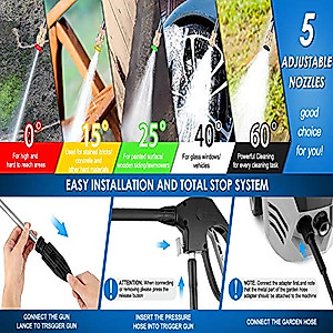 Electric Pressure Washer 1800W Power Washer High Pressure Washer Cleaner with 5 Adjustable Nozzles Built-in Detergent Tank,Hose Reels,Spray Gun,for Homes,Cars,Driveways,Patios