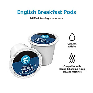 Amazon Brand - Happy Belly Tea Pods, English Breakfast, 24 Count, Compatible with 2.0 K-Cup Brewers