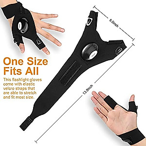 Gifts for Men Him Dad, LED Flashlight Gloves, Cool Gadgets Birthday Gifts for Boyfriend Hands-Free Lights Fingerless Gloves for Car Repairing, Night Fishing, Running, Camping, Hiking