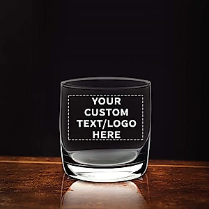 Custom Whiskey Glasses 10 oz Set of 10, Personalized Bulk Pack - Heavy Base Old Fashioned Glass, Perfect for Scotch, Bourbon, Whiskey, Cocktail - Clear