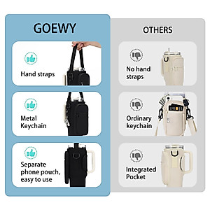 GOEWY Water Bottle Carrier Bag for Stanley 40 oz Tumbler with Phone Pocket Neoprene Water Bottle Holder with Shoulder & Handheld Strap Stanley Cup Accessories