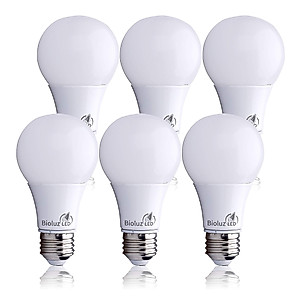 Bioluz LED 60 Watt LED Light Bulbs 4000K Cool White 9 Watts = 60W Non-Dimmable A19 LED Light Bulbs 6 Pack