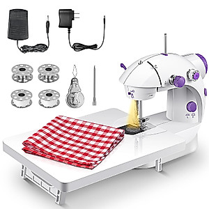 Portable Sewing Machine with Extension Table and Light,Mini Handheld Sewing Machine with Upgraded,Two Threads Double Speed Double Switches,Easy to Use for Kids,Beginners and DIY