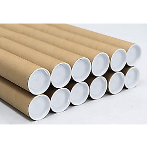 MagicWater Supply Mailing Tube - 2 in x 6 in - Kraft - 12 Pack - for Shipping and Storage of Posters, Arts, Crafts, and Documents