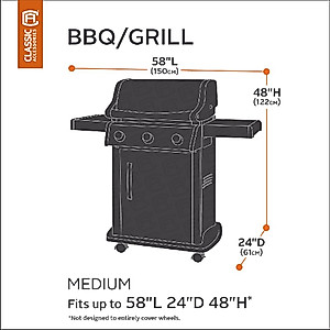 Classic Accessories Grill Cover, 58"L x 24"D x 48"H, Sand, Grill Cover, Grill Cover for Outdoor Grill, BBQ Cover