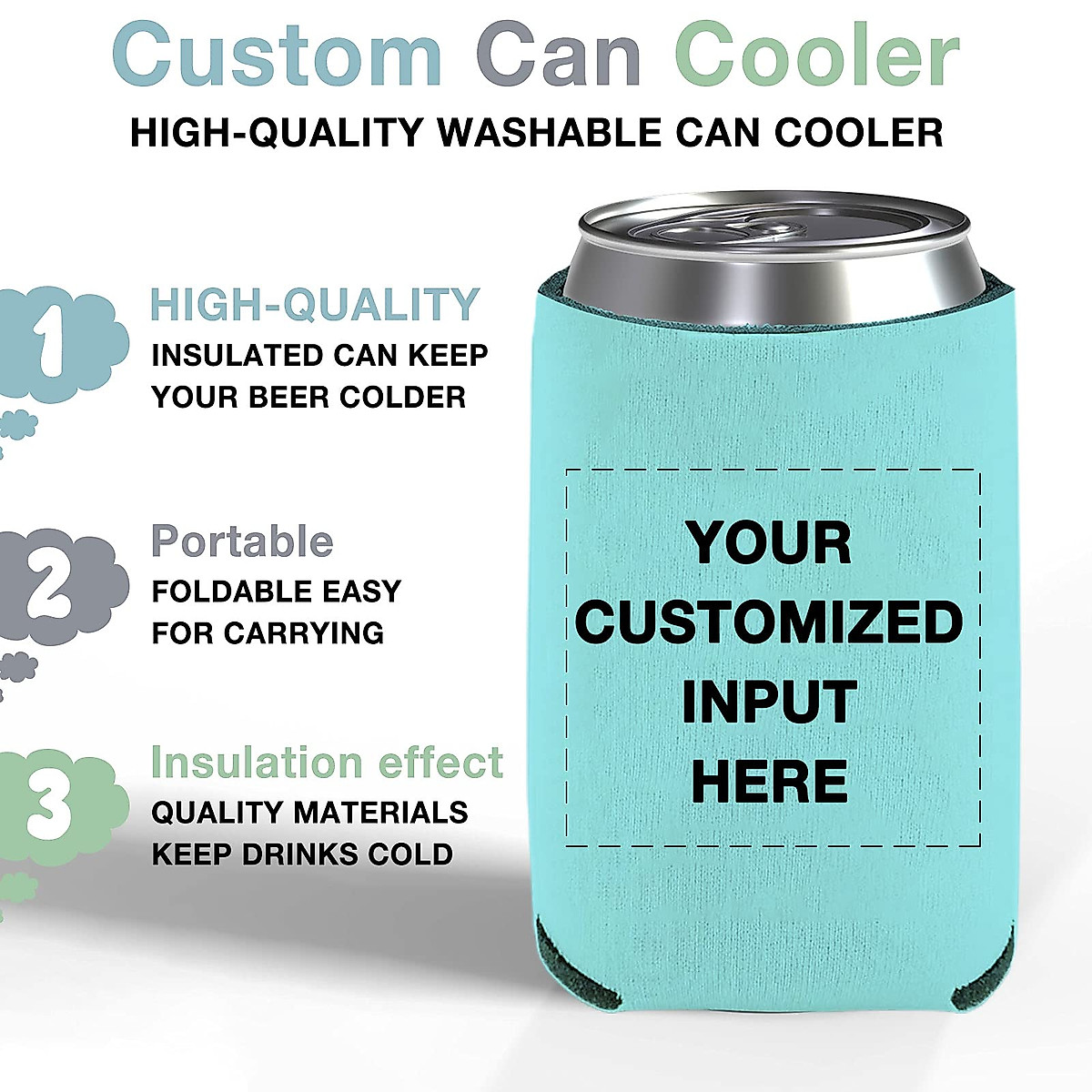 Personalized Can Sleeve Beer Coolers 20pcs Bulk, Custom Can Cooler With Photo Logo for Weddings Fishing Picnics