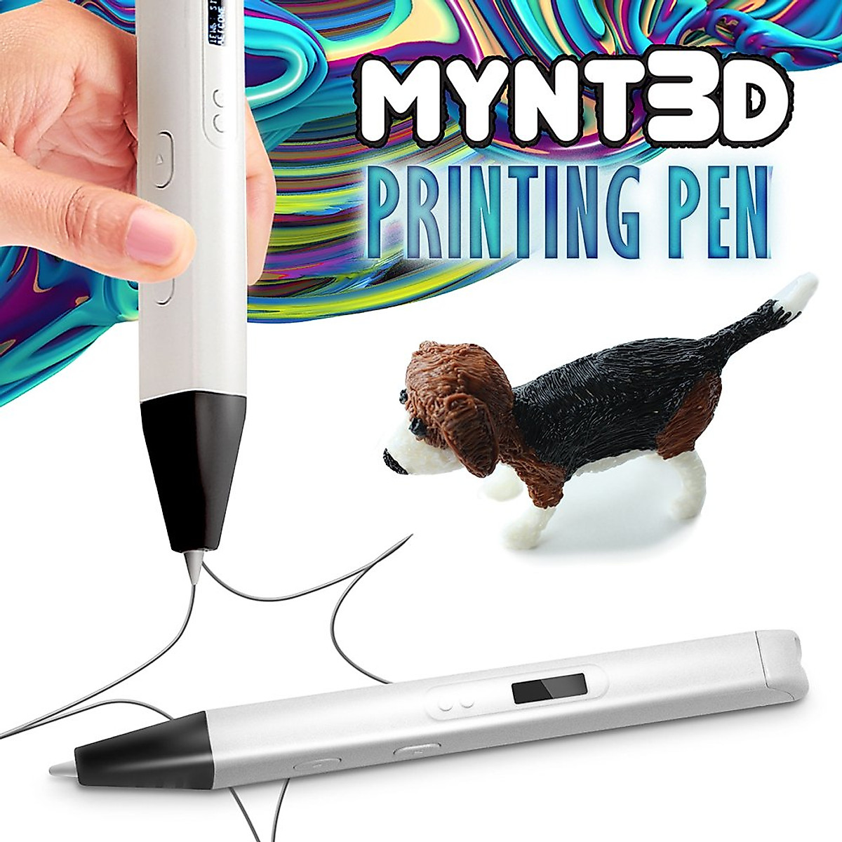 MYNT3D Professional Printing 3D Pen with OLED Display & 3D Pen Mat Kit, DesignPad + FreePad,Black