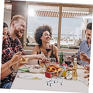 UPKOCH 2pcs Fried Chicken Basket Puzzle Shopping Cart Metal Food Basket Bowl Fry Chips Serving Dish Stroller Food Presentation Holder Bar Snacks Basket Fries Baskets