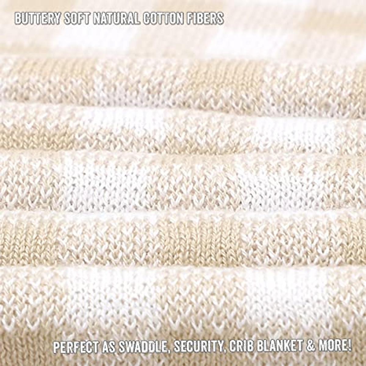 Luxury Knit Baby Blanket - 100% Soft Fine Cotton Quilt Blanket - Use as Receiving Swaddling Crib Stroller Nursery Bed Shower Baby Gift Registry for Newborns Toddlers Boys & Girls (Plaid - Beige)