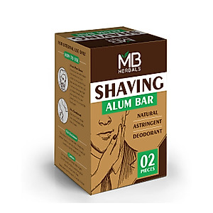 MB Herbals Shaving Alum Block 3.5 oz x 2 Pcs | Pack of 2 Alum Blocks 100G Each | Potassium Shaving Alum Block Bar 3.5 oz x 2 | No Fragrance | Stops Bleeding Minor Nicks Cuts After Shave