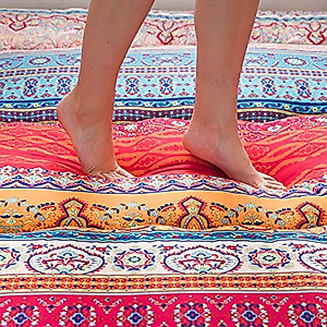 MAXYOYO Bohemian Retro Floor Mattress Vintage Floral Japanese Futon Mattress Roll Up Tatami Floor Mat Foldable Bed Portable Camping Mattress Sleeping Pad Floor Lounger Couch Bed Queen Size