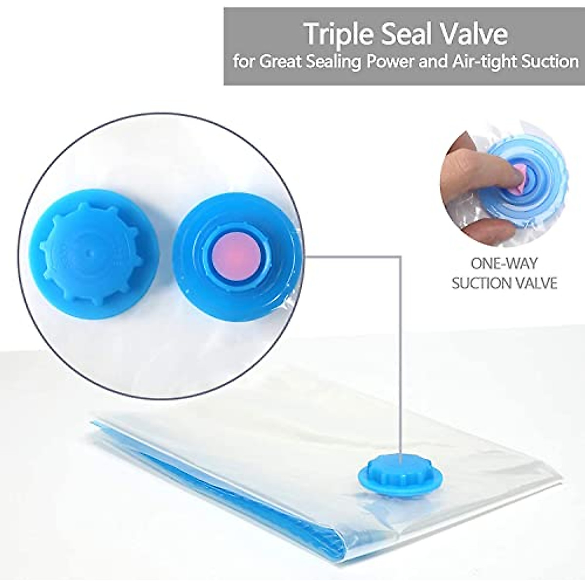 amhomel Vacuum Storage Bag (3 Jumbo, 3 Large, 3 Medium, 3 Small) Ziplock Space Saver Sealer Bags, Air Tight Compression Organizers for Pillows Clothes Blankets Comforters with Hand Pump - 12 Combo