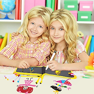 T-Antrix Kids Erasable Doodle Book Set, Reusable Drawing Pads, Preschool Travel Art Toy Scribbler Board for Travel, Road Trip, 14 Pages with 12 Watercolor Pens