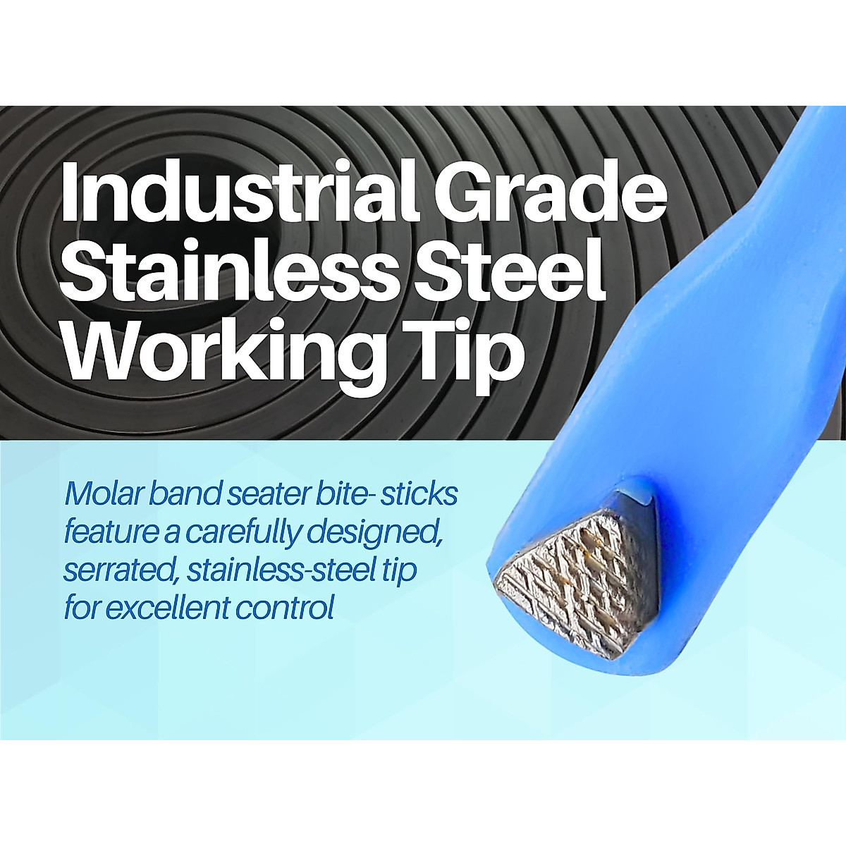 ARTMAN Instruments Molar Band Seater & Bite Stick - Blue, Pack of 10 - Orthodontic Dental Tools for Seating Molar Bands, Braces, and Bite Adjustment - Serrated Tip, Durable, Comfortable