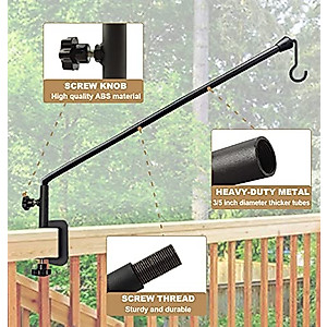Tuohours 38 Inch Extended Reach Deck Hook Hanger for Railing, Heavy Duty Outdoor Plant Hook Holder for Hanging Bird Feeder Flower Basket Planter or Lanterns, 1 Pack