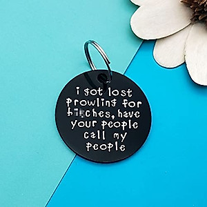 Funny Pet Tag, Funny Dog Tag, Dog Collar Tag, Dog Cat Pet ID Tag Stainless Steel Pet Tags, I Got Lost Prowling for Have Your People Call My People Puppy ID Tag for Dog Cats Owner or Dog Lover