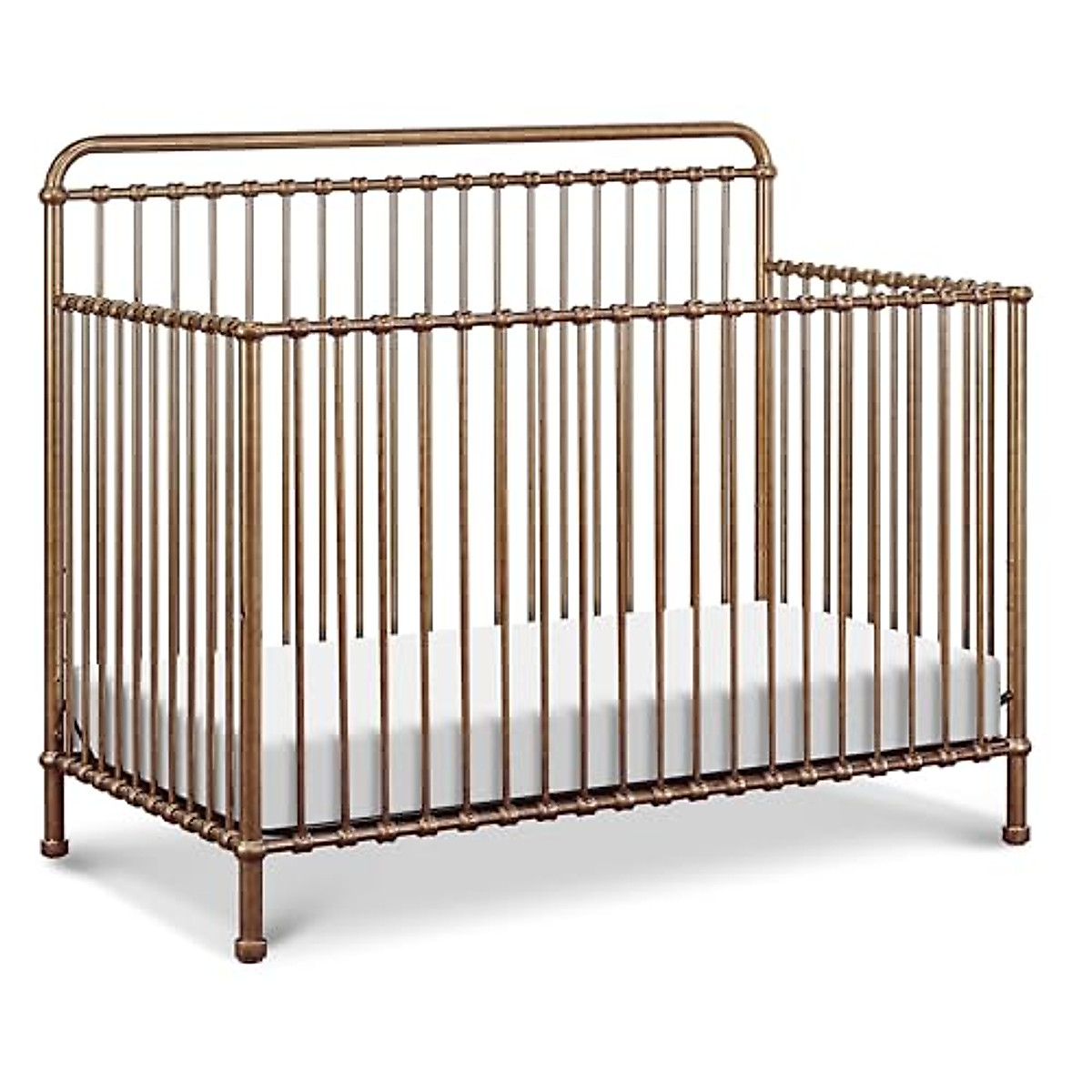 NAMESAKE Winston 4-in-1 Convertible Metal Crib in Vintage Gold, Greenguard Gold Certified