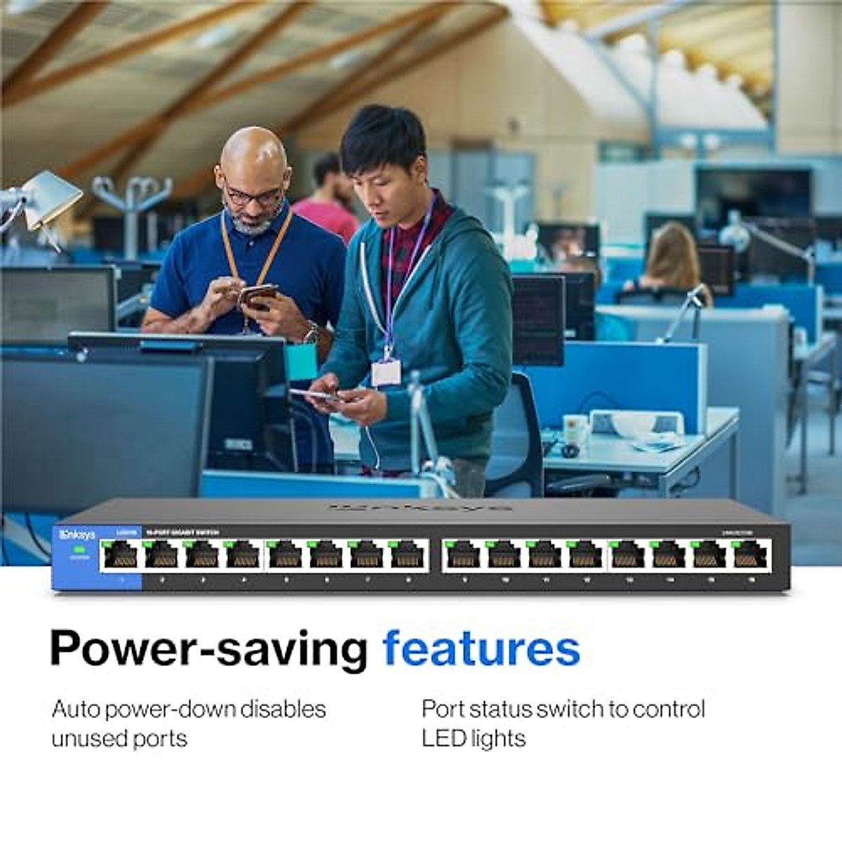 Linksys LGS116 16 Port Gigabit Unmanaged Network Switch - Home / Office Ethernet Switch Hub with Metal Housing - Wall Mount or Desktop Ethernet Splitter, Easy Plug & Play Connection