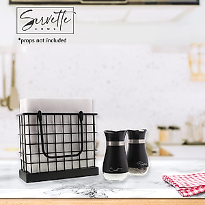 Black Metal Standing Napkin Holder Caddy for Lunch Napkins
