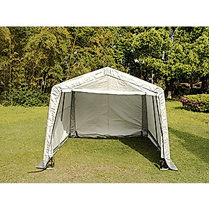 WALCUT Carport Garage Car Canopy Tent for Patio Garden Storage Large Portable Heavy Duty Grey 10 x 10 x 8 Feet Peak Roof Auto Shelter Outdoor Sheds