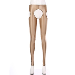 Agoky Women's High Waist Gym Leggings Tights Hollow Compression Workout Yoga Pants Coffee One Size