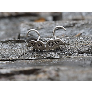 18, 20 Gauge Nose Stud,Elephant, Calf Nose Ring Stud, nose screw, Jewelry Nose Stud, Body Piercing Jewelry, Nose Piercing, Body Jewelry (18g Left Screw)