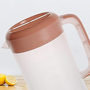 Jucoan 1 Gallon /4L Large Plastic Straining Pitcher, Clear Water Carafe Jug Juice Mixing Pitcher with 2 Strainers Cover, Handles, Measurements, BPA Free, Perfect for Ice Tea, Lemonade
