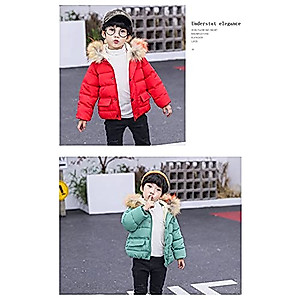 FunnyPaja Baby Toddler Boys Girls Winter Warm Coats Hooded Windproof Jacket Snowsuit Outerwear Fur Hoodies Light Green 12-18 Months