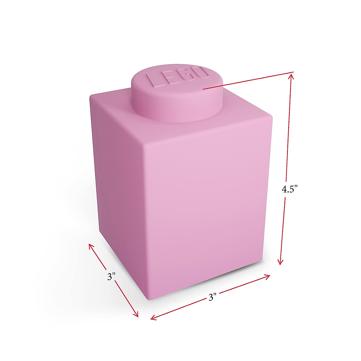 Lego Classic 1x1 Silicone Night Light - Pink - 3" x 3" x 4.5", Ages 6+ (LP39) Portable Flexible Nightlight for Kids Teens Bedroom Gaming Room Home Decor